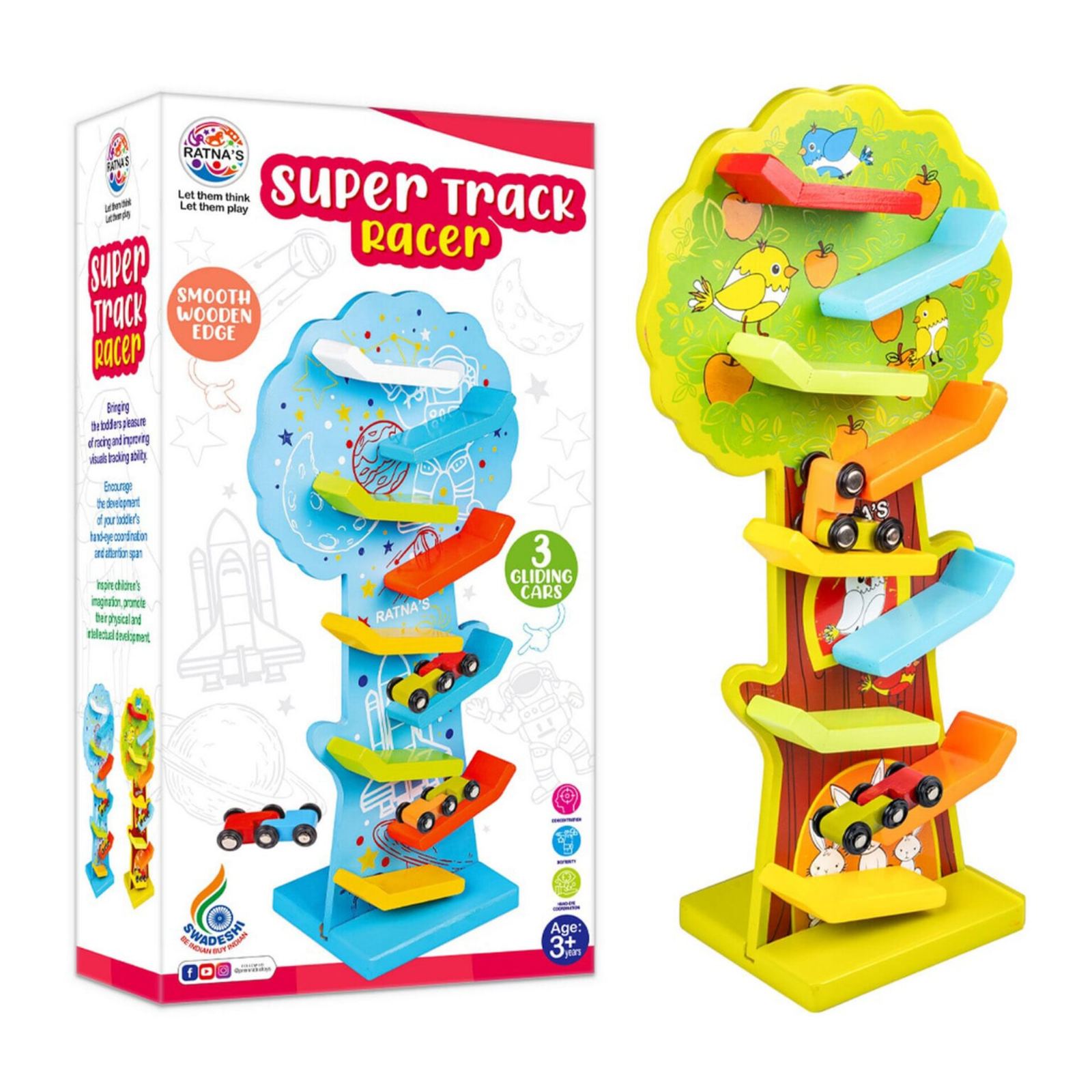 Wooden Super Race Track Set for Kids | Kidspasal